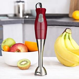 Eternal Living Immersion Hand Blender Handheld Electric Heavy Duty, Red