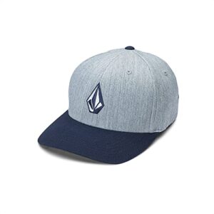 volcom men's regular full stone flexfit hat, navy 2, small/medium