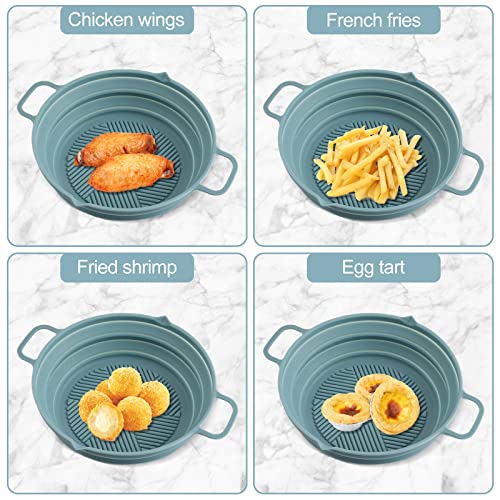 Air Fryer Silicone Liners 1-5 QT Air Fryer,Food Safe Air Fryer Silicone Pot Liner Foldable, Reusable Heat Resistant Non-stick Silicone Air Fryer Basket for Oven Air Fryer Accessories(7.5 Inch)