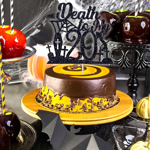 Black Glitter Death to My 20’s Cake Topper, Rip Twenties/Cheers to 30 Years/Happy 30th Birthday, Death to My Youth 30th Birthday Party Decorations