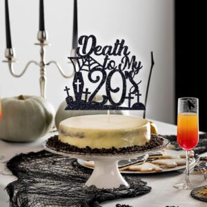 Black Glitter Death to My 20’s Cake Topper, Rip Twenties/Cheers to 30 Years/Happy 30th Birthday, Death to My Youth 30th Birthday Party Decorations