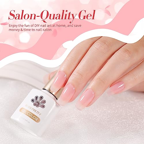 Born Pretty Jelly Gel Nail Polish Sheer Pink Gel Nail Polish Crystal Transparent Milky Gel Polish Kit Nail Art Varnish Collection Gift Set 10ML 6PCS