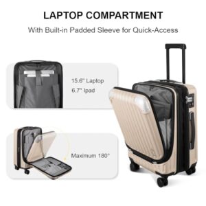 LEVEL8 Grace EXT Carry On Luggage, 20” Expandable Hardside Suitcase, ABS+PC Harshell Spinner Luggage with TSA Lock, Spinner Wheels - Champagne, 20” Carry-On