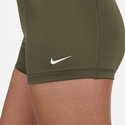 Nike Womens Pro 3" Shorts (Olive Green/White, Small)