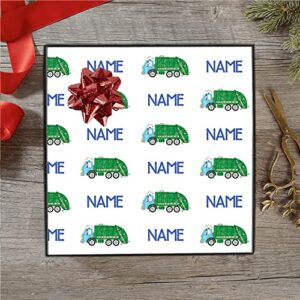 TYYMNDWP Personalized Wrapping Paper with Name Garbage Truck Wrapping Paper for Birthday Boy Christmas Valentine's Day Wedding Holiday Gift Wrap Funny Wrapping Paper Roll 58"x 23"