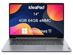 lenovo ideapad 1i 14" hd (intel dual-core celeron n4020, 4gb ddr4 ram, 64gb storage, uhd graphics, anti-glare, webcam) home & education laptop, bluetooth, wi-fi 6, type-c, win 11 home in s mode