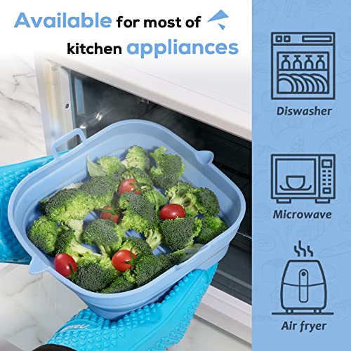 Loveuing Silicone Air Fryer Liners Square - Reusable Airfryer Silicone Basket - Easy to Clean Air Fryers Silicone Pot for 5.8 to 8 Qt Air Fryer Baking Tray Oven Accessories, 8.5 Inch Large