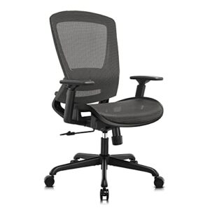 elabest mesh office chair,ergonomic computer desk chair,sturdy task chair- adjustable lumbar support & armrests,tilt function,comfort wide seat,swivel home office chair (elatask, grey)