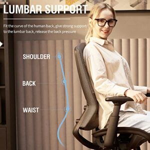 ELABEST Mesh Office Chair,Ergonomic Computer Desk Chair,Sturdy Task Chair- Adjustable Lumbar Support & Armrests,Tilt Function,Comfort Wide Seat,Swivel Home Office Chair (ELATASK, Grey)