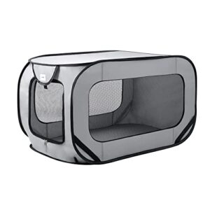 love's cabin 36in portable large dog bed - pop up dog kennel, indoor outdoor crate for pets, portable car seat kennel, cat bed collection, grey