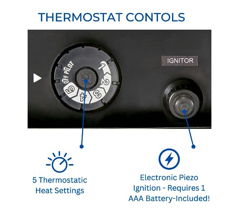 HearthSense VFL24T Dual Fuel Ventless Fireplace Logs Set with Thermostat, Use with Natural Gas or Liquid Propane, 32000 BTU, Heats up to 1100 Sq. Ft, Brown, 24 Inches