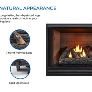 HearthSense VFL24T Dual Fuel Ventless Fireplace Logs Set with Thermostat, Use with Natural Gas or Liquid Propane, 32000 BTU, Heats up to 1100 Sq. Ft, Brown, 24 Inches