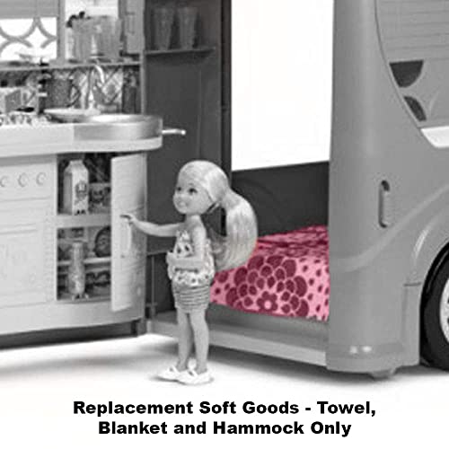 Barbie Replacement Parts Pop-Up Camper Playset - CJT42 ~ Replacement Soft Goods - Towel, Blanket and Hammock