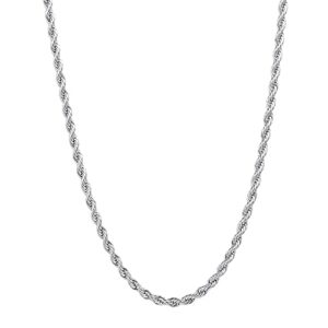 fiusem silver tone 3mm chain necklace, stainless steel rope chain for men and women, mens necklace 20 inch