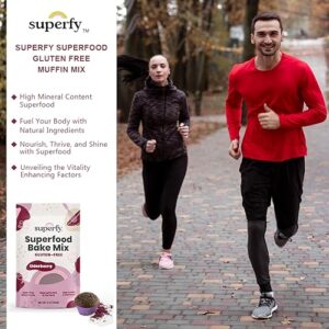 Superfy Superfood Powder Elderberry Gluten Free Cake Mix – Energy Boost, Support Digestive Health, Vegan Cake Flour for Baking Gluten Free Cupcakes, Plant-based Muffin Mix (6 Muffins)