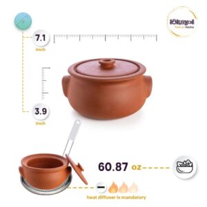 LUKSYOL Handmade Moroccan Clay Pots with Lids | Versatile Cookware Set for Authentic Cooking | Terracotta & Safe