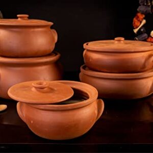 LUKSYOL Handmade Moroccan Clay Pots with Lids | Versatile Cookware Set for Authentic Cooking | Terracotta & Safe