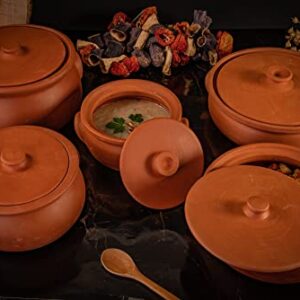 LUKSYOL Handmade Moroccan Clay Pots with Lids | Versatile Cookware Set for Authentic Cooking | Terracotta & Safe