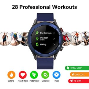 BRIBEJAT BT2 Pro Smart Watch for Men Compatible with Samsung iPhone Android Phones (Dial/Answer Calls) Built-in Music Player, Voice Assistant, Real-time Heart Rate & Sleep Monitor, Blue and Gray