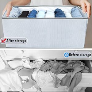 2 Pcs Closet Organizers and Storage, 8 Grids Dividers Drawer Organizer Portable clothes Storage Baskets Foldable Wardrobe Clothes Organizer and Storage Bins for Jeans Pant Shirts Bedroom Folding Closet Drawer Organizers