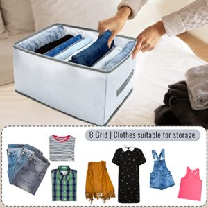 2 Pcs Closet Organizers and Storage, 8 Grids Dividers Drawer Organizer Portable clothes Storage Baskets Foldable Wardrobe Clothes Organizer and Storage Bins for Jeans Pant Shirts Bedroom Folding Closet Drawer Organizers