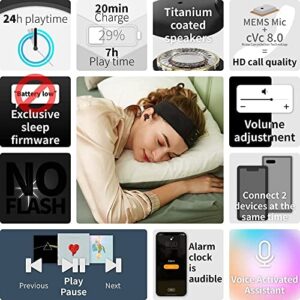 GoNovate Sleep Headphones Bluetooth Headband for Side Sleeper with 24-Hour Playtime -2023 Updated Version 1 Size for All -World's First Headband Wireless Earbuds for Sleeping