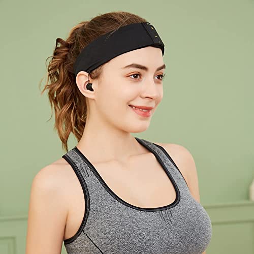 GoNovate Sleep Headphones Bluetooth Headband for Side Sleeper with 24-Hour Playtime -2023 Updated Version 1 Size for All -World's First Headband Wireless Earbuds for Sleeping