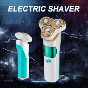 Styleader Aluminum Foil Shaver, with 24K Gold Coated Foil Blade and Popup Beard Trimmer, Rechargeable Electric Razor for Men (White Green)