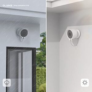 OLAIKE Anti-Drop and Anti-Theft Mount for Google Nest Cam Outdoor/Indoor,Battery-2nd Gen, Anti-Glare/Waterproof Nest Camera Mount Cover, Not Affect Nest Cam’s Night Vision(Camera Not Included), White