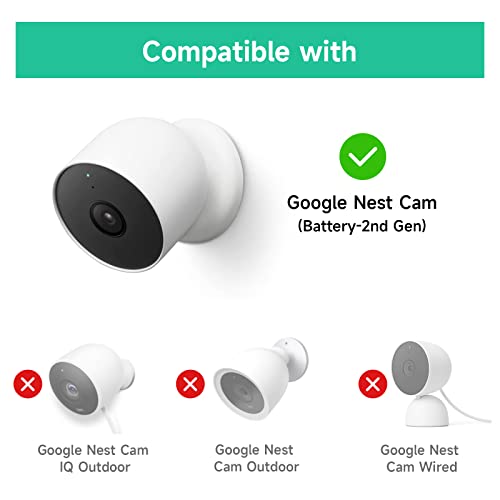 OLAIKE Anti-Drop and Anti-Theft Mount for Google Nest Cam Outdoor/Indoor,Battery-2nd Gen, Anti-Glare/Waterproof Nest Camera Mount Cover, Not Affect Nest Cam’s Night Vision(Camera Not Included), White