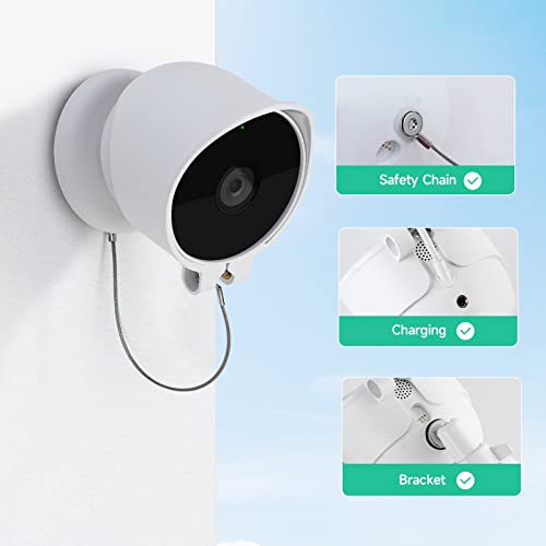 OLAIKE Anti-Drop and Anti-Theft Mount for Google Nest Cam Outdoor/Indoor,Battery-2nd Gen, Anti-Glare/Waterproof Nest Camera Mount Cover, Not Affect Nest Cam’s Night Vision(Camera Not Included), White