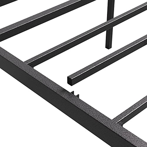 LIKIMIO California King Bed Frames, Metal Platform Bed Frame King with Headboard and Strong Support Frames, Easy Assembly, Noise-Free, No Box Spring Needed, Grey Black