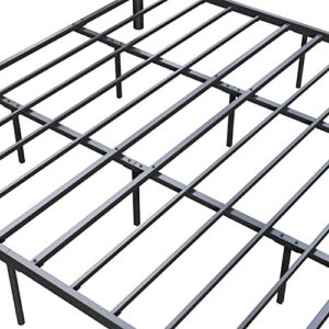 LIKIMIO California King Bed Frames, Metal Platform Bed Frame King with Headboard and Strong Support Frames, Easy Assembly, Noise-Free, No Box Spring Needed, Grey Black