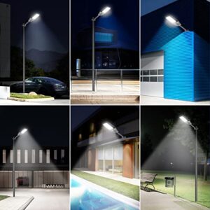 TENKOO LED Solar Street Light Outdoor 2 Pack 25000LM 300W Motion Sensor Lamp Waterproof IP66 Security Powered for Dusk Dawn Court and Parking Lot Solares Flood Lights Commercial Streetlight