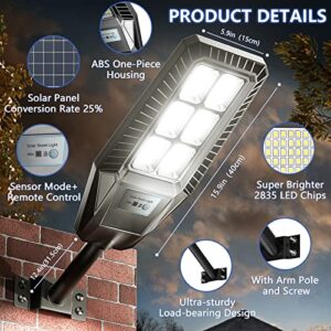 TENKOO LED Solar Street Light Outdoor 2 Pack 25000LM 300W Motion Sensor Lamp Waterproof IP66 Security Powered for Dusk Dawn Court and Parking Lot Solares Flood Lights Commercial Streetlight