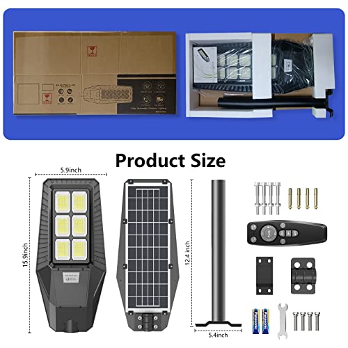 TENKOO LED Solar Street Light Outdoor 2 Pack 25000LM 300W Motion Sensor Lamp Waterproof IP66 Security Powered for Dusk Dawn Court and Parking Lot Solares Flood Lights Commercial Streetlight