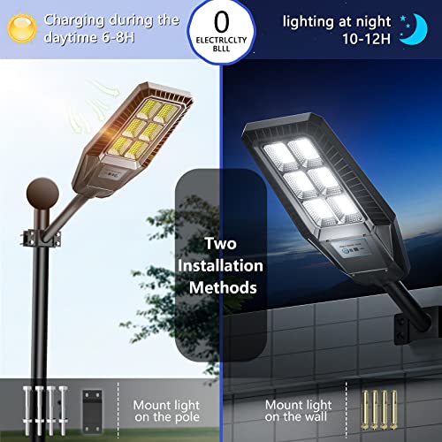 TENKOO LED Solar Street Light Outdoor 2 Pack 25000LM 300W Motion Sensor Lamp Waterproof IP66 Security Powered for Dusk Dawn Court and Parking Lot Solares Flood Lights Commercial Streetlight