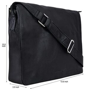 ANTONIO VALERIA Albert Black Grainy Nappa Leather Messenger Bag for Men