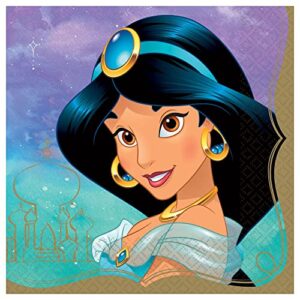 Disney Princess Jasmine Birthday Party Supplies Pack Serves 16 Guests | Decorations | Aladdin | Jasmine Party Supplies Plates Napkins Cups Table Cover and Banner with Birthday Candles | Princess Jasmine Party Supplies for 16 Guests