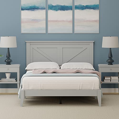 Glenwillow Home Farmhouse Solid Wood Platform Bed in Full - Ultimate Grey