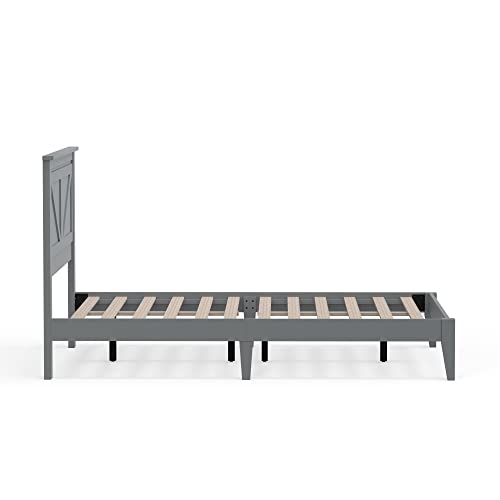 Glenwillow Home Farmhouse Solid Wood Platform Bed in Full - Ultimate Grey