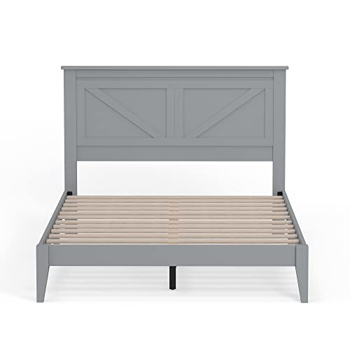 Glenwillow Home Farmhouse Solid Wood Platform Bed in Full - Ultimate Grey