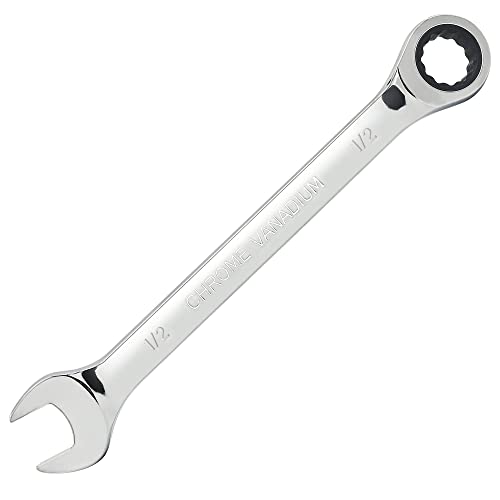 FOCMKEAS 1/2 Inch Ratcheting Combination Wrench SAE 72 Teeth 12 Point Ratchet Box Ended and Open End Spanner Tools for Tight Space, Heat-Treated CR-V