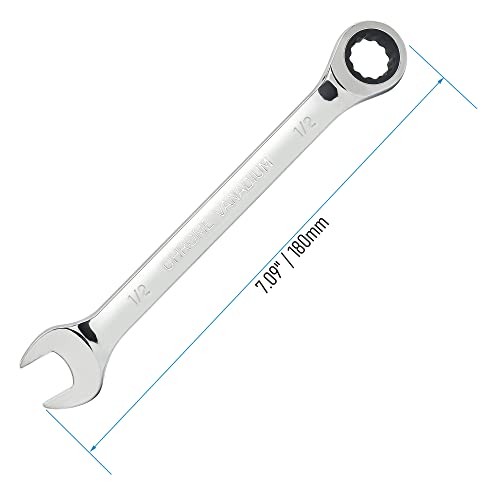 FOCMKEAS 1/2 Inch Ratcheting Combination Wrench SAE 72 Teeth 12 Point Ratchet Box Ended and Open End Spanner Tools for Tight Space, Heat-Treated CR-V