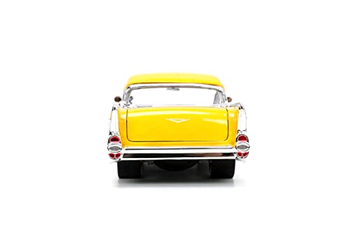 Jada Toys Big Time Muscle 1:24 1957 Chevy Bel-Air Die-cast Car Yellow, Toys for Kids and Adults