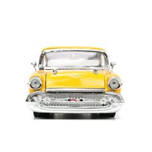 Jada Toys Big Time Muscle 1:24 1957 Chevy Bel-Air Die-cast Car Yellow, Toys for Kids and Adults