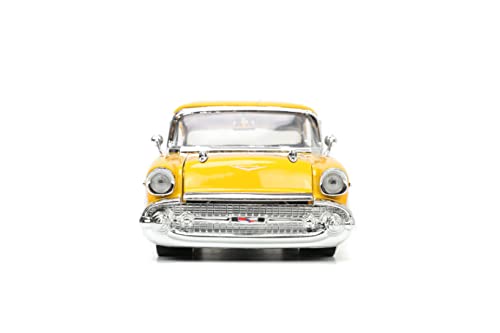 Jada Toys Big Time Muscle 1:24 1957 Chevy Bel-Air Die-cast Car Yellow, Toys for Kids and Adults