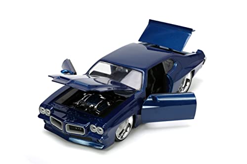 Big Time Muscle 1:24 1971Pontiac GTO Die-cast Car Dark Blue, Toys for Kids and Adults