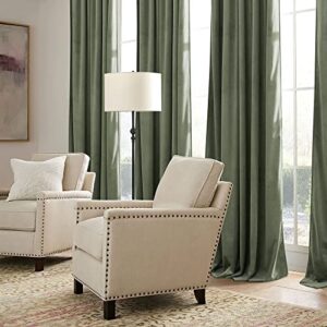 RYB HOME Sage Green Velvet Curtains 84 inch, Room Darkening Super Soft Velvet Drapes for Living Room Thermal Insulated Pleat Tapes Window Treatment for Bedroom Playroom, W52 x L84 inch, 2 Panels