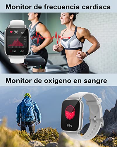 RUIMEN Smart Watch Answer/Make Calls Fitness Watch with Spare Strap Reloj Inteligente 1.7”Full Touch Smartwatchs for Women Men Heart Rate/Sleep Monitor Watch 100+ Sports IP68 Waterproof(Gray)